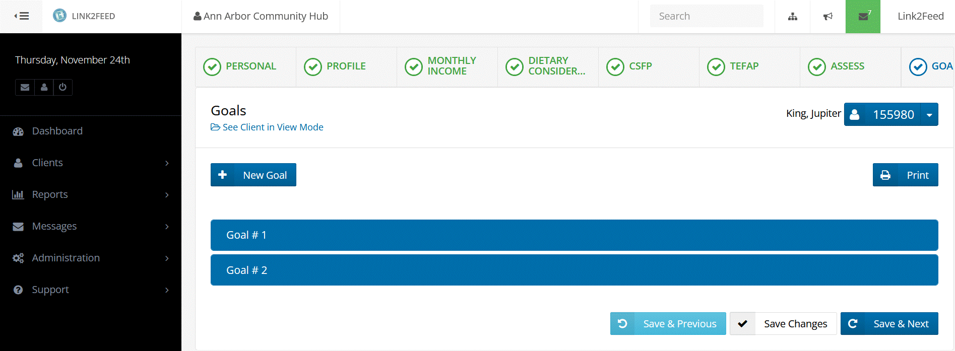 Goals Feature – Link2Feed