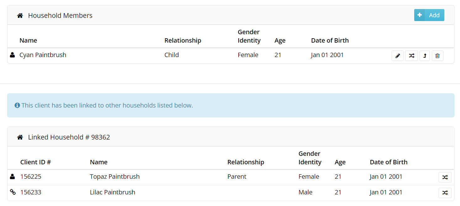 Client and household management (Searching, Updating, Archiving ...