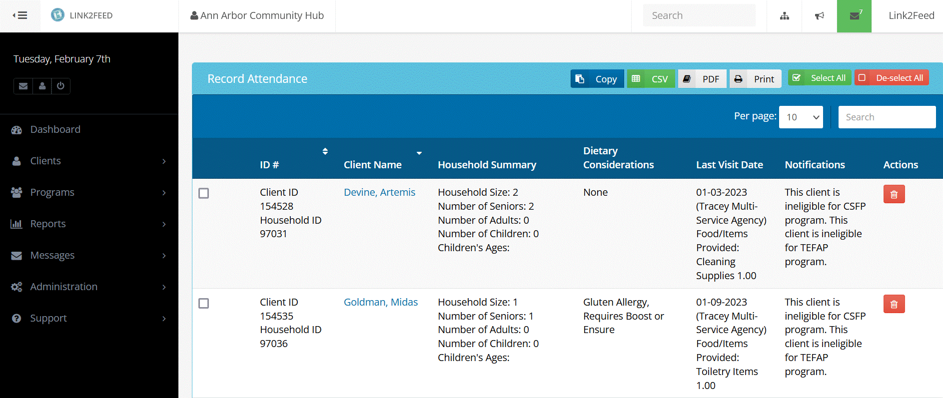 Attendance Feature – Link2Feed